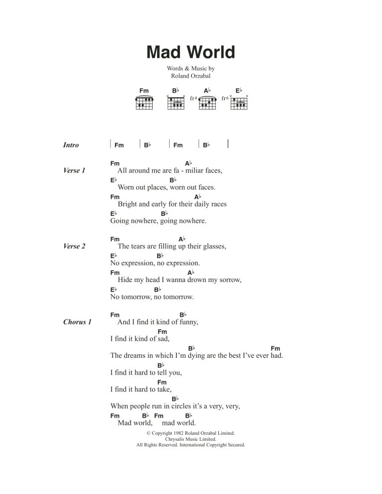 Mad World Chords - dietamed.info